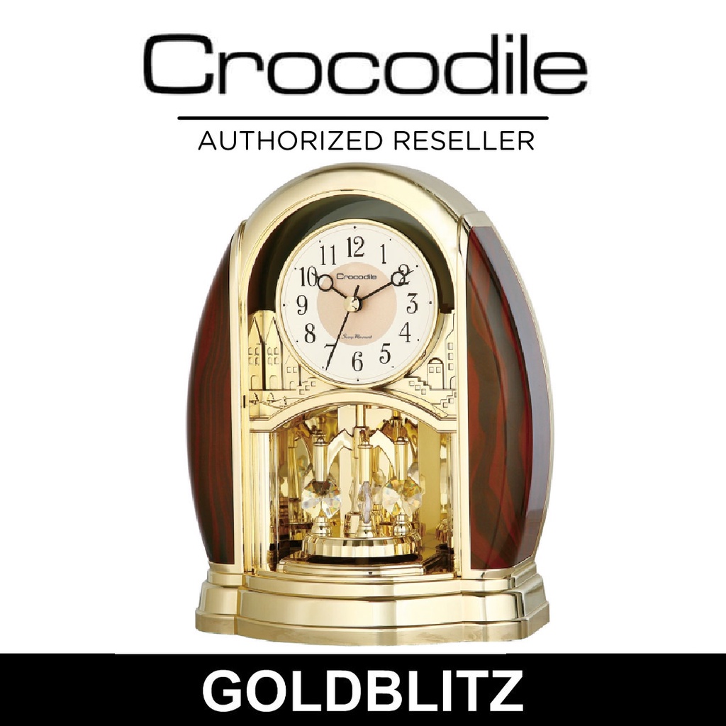 Crocodile 23.2(h)x18.1(w)x9 cm depth sweep IP gold plastic wooden ...