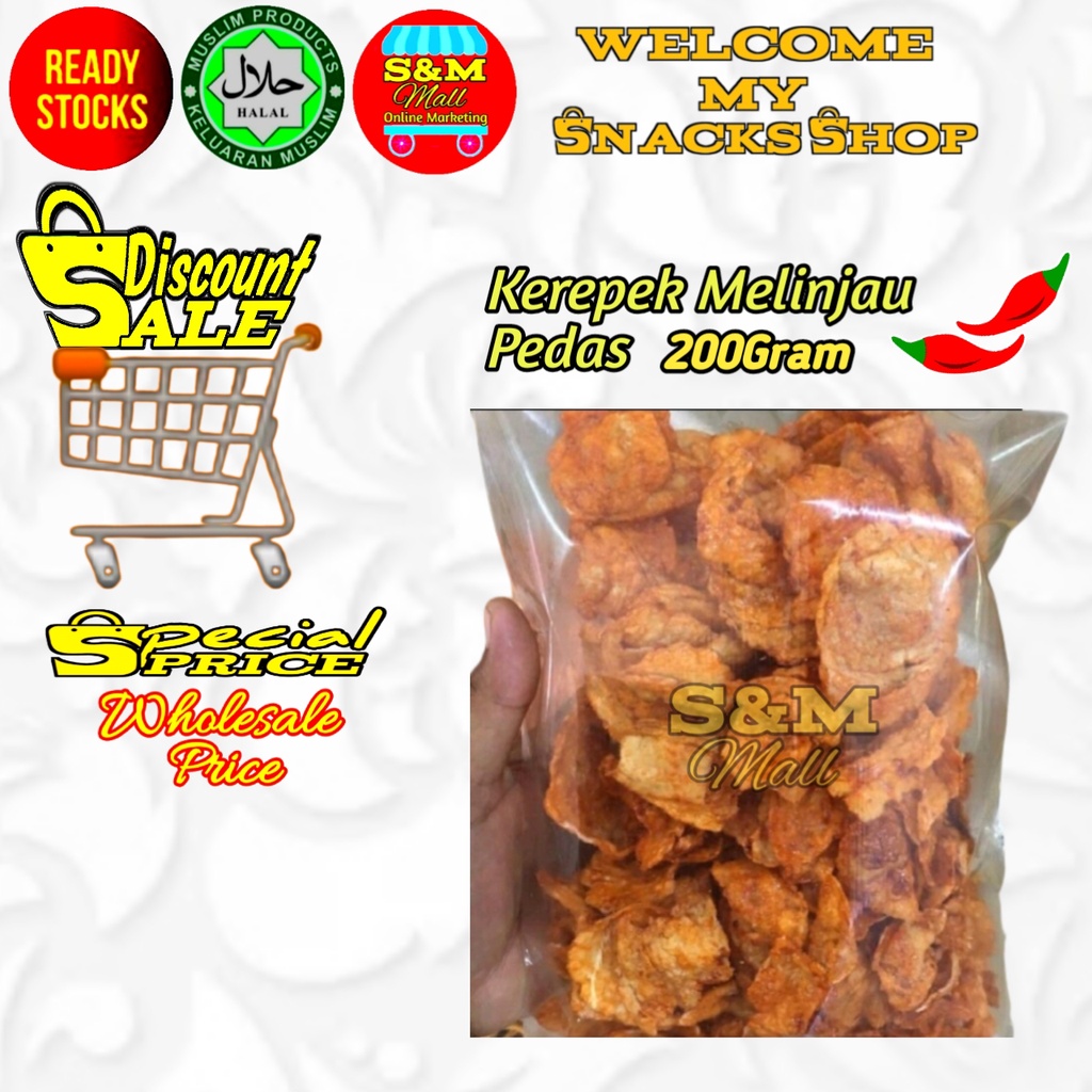 (Ready Stock) Kerepek Melinjau Pedas, Campuran, 200gram Sekali Pandang ...