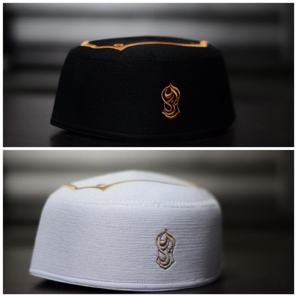Kopiah Logo Capal Hitam / Putih Murah serban Tapak kasut nabi sekolah ...