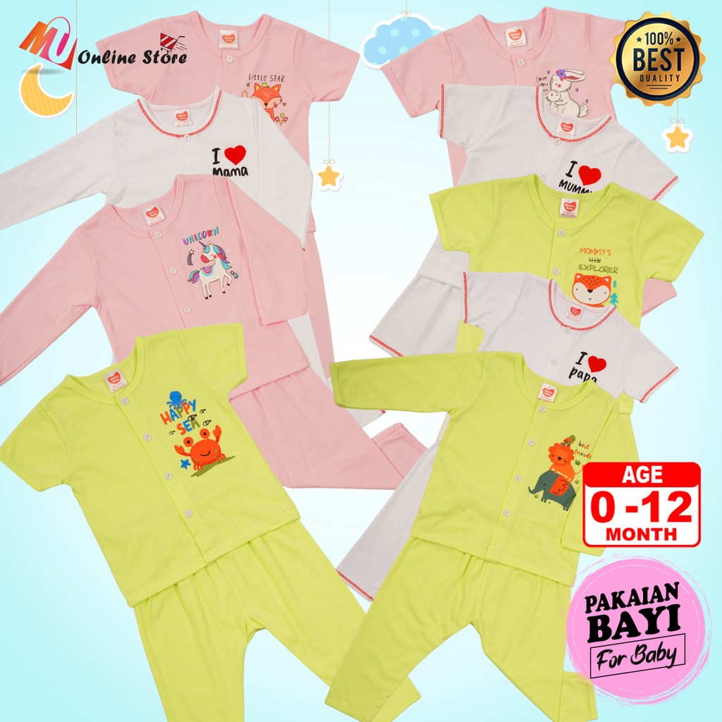 MU BAJU PASANG BABY NEWBORN COTTON / SET PAKAIAN BAYI BAJU DAN SELUAR ...