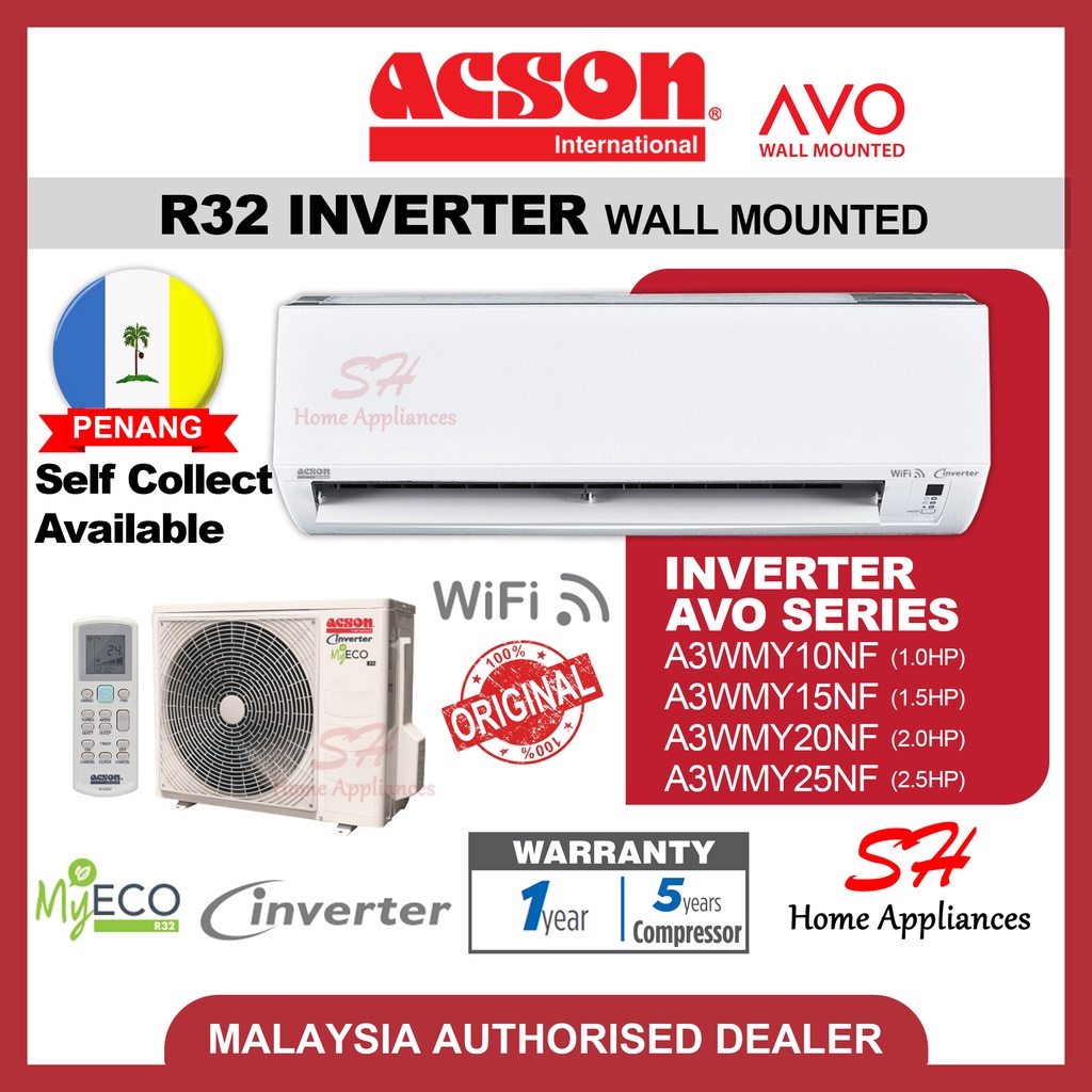 ACSON R32 INVERTER Air-conditioner AVO Inverter Aircond A3WMY/A3LCY 1 ...