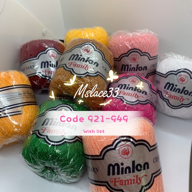Minlon family Benang crochet yarn/ Knitting Yarn [code 922- 949 ...