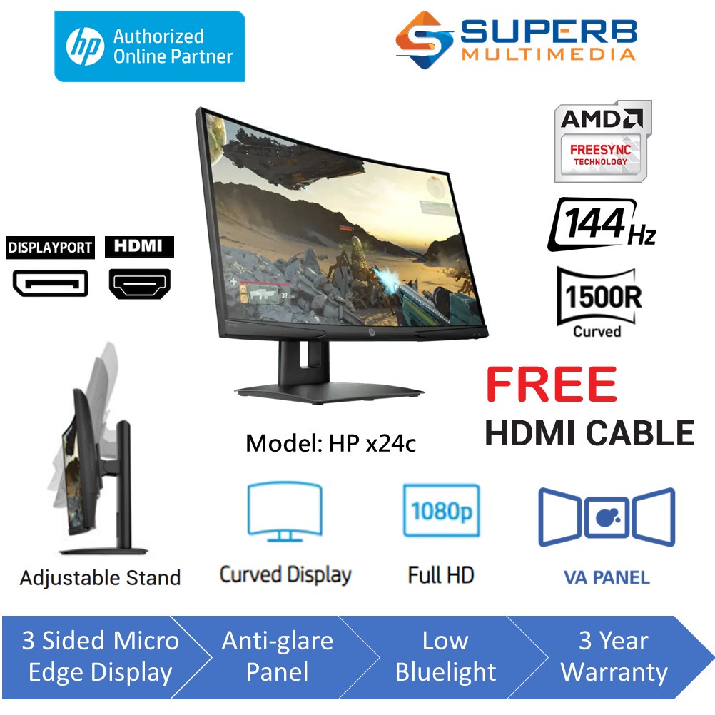 HP X24c Gaming Monitor | Shopee Malaysia