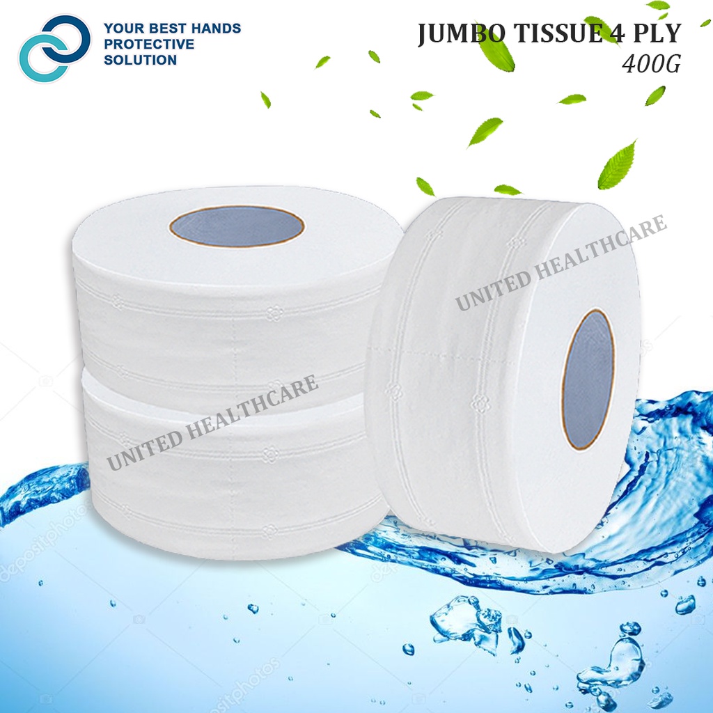 JUMBO TISSUE 4 PLY Extra Strong Extra Soft Extra Absorbent (1x Roll ...