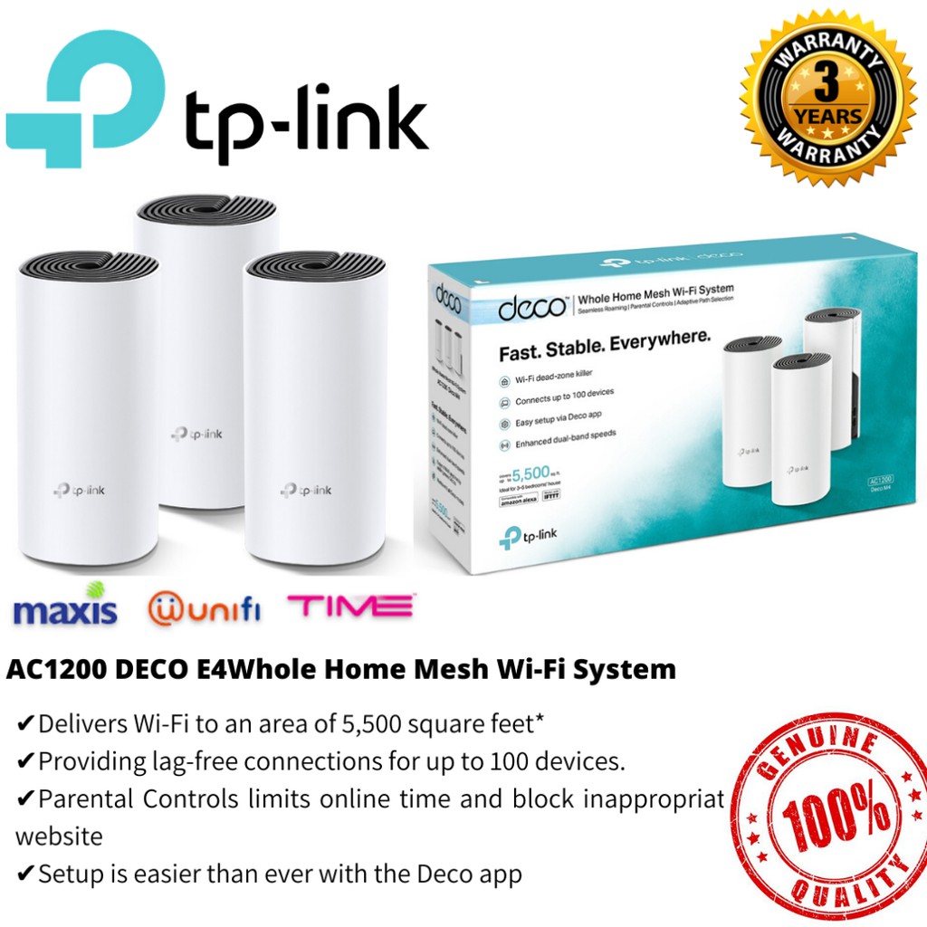 TP-Link Deco E4 AC1200 Mesh WiFi Router Whole Home Wi-Fi System (2 Pcs ...