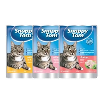 (1 BOX; 12 POUCHES ) SNAPPY TOM Cat Pouch 85gm, Cat Wet Food (7 FLAVORS ...
