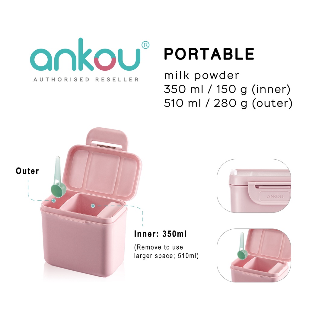 ANKOU Air Tight Milk Powder Container - Mini Portable (350ml / 510ml ...