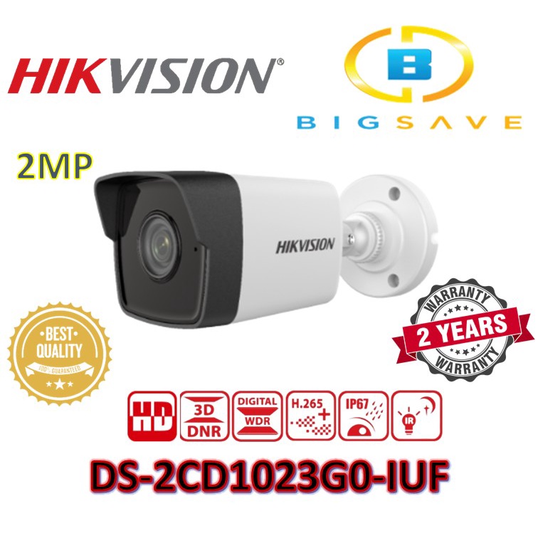 HIKVISION 2MP DS-2CD1023G0-IUF BUILD-IN MIC FIXED BULLET NETWORK CAMERA | Shopee Malaysia