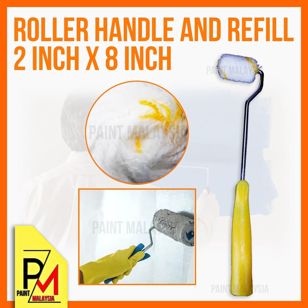 PAINT ROLLER HANDLE AND REFILL 2'' X 8'' / ROLLER FRAME WITH ROLLER ...