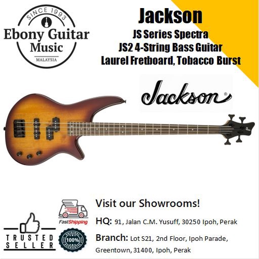 Jackson JS Series Spectra JS2 4- string Bass Guitar, Laurel FB, Tobacco ...