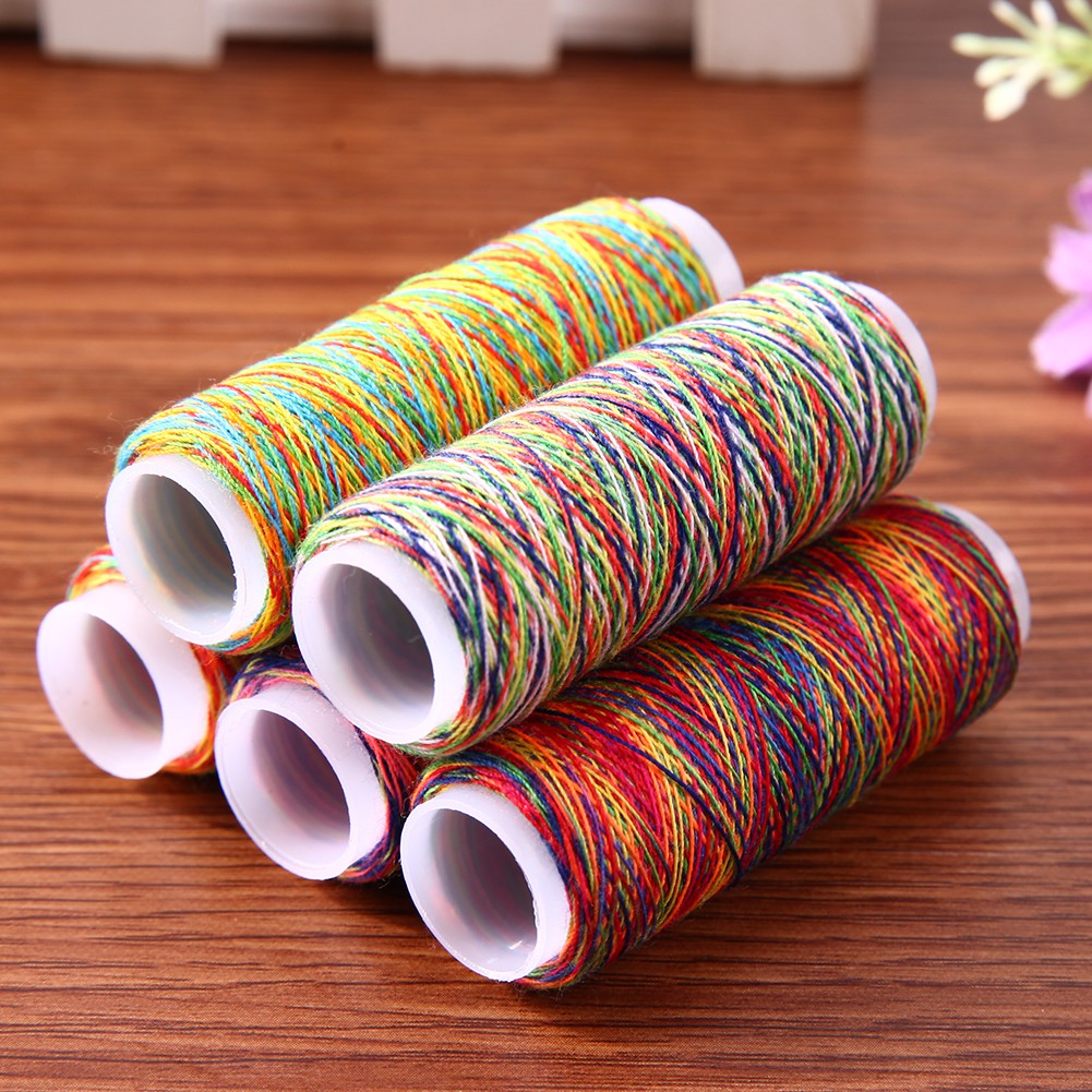 stock 5pcs Rainbow Color Sewing Thread Hand Quilting Embroidery Sewing ...