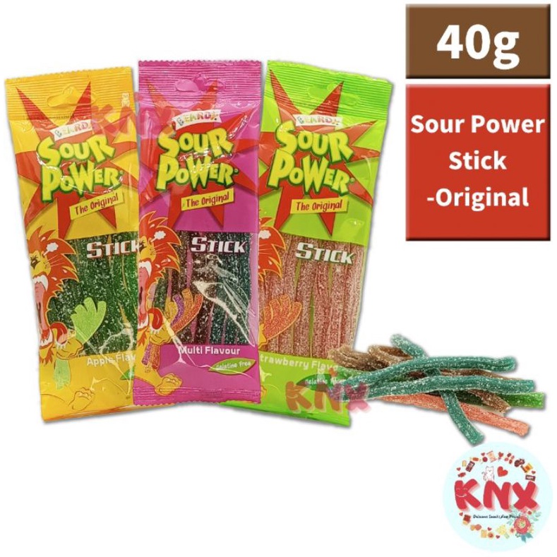 Beardy Sour Power Stick -The Original 40g (Mutli, Apple, Straw, Laces ...