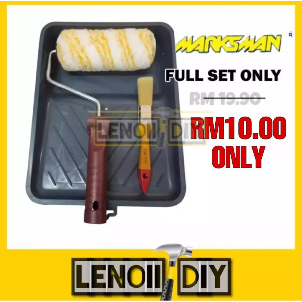MARKSMAN Paint Brush Tool Set (7 inch set roller + 25mm paint brush ...