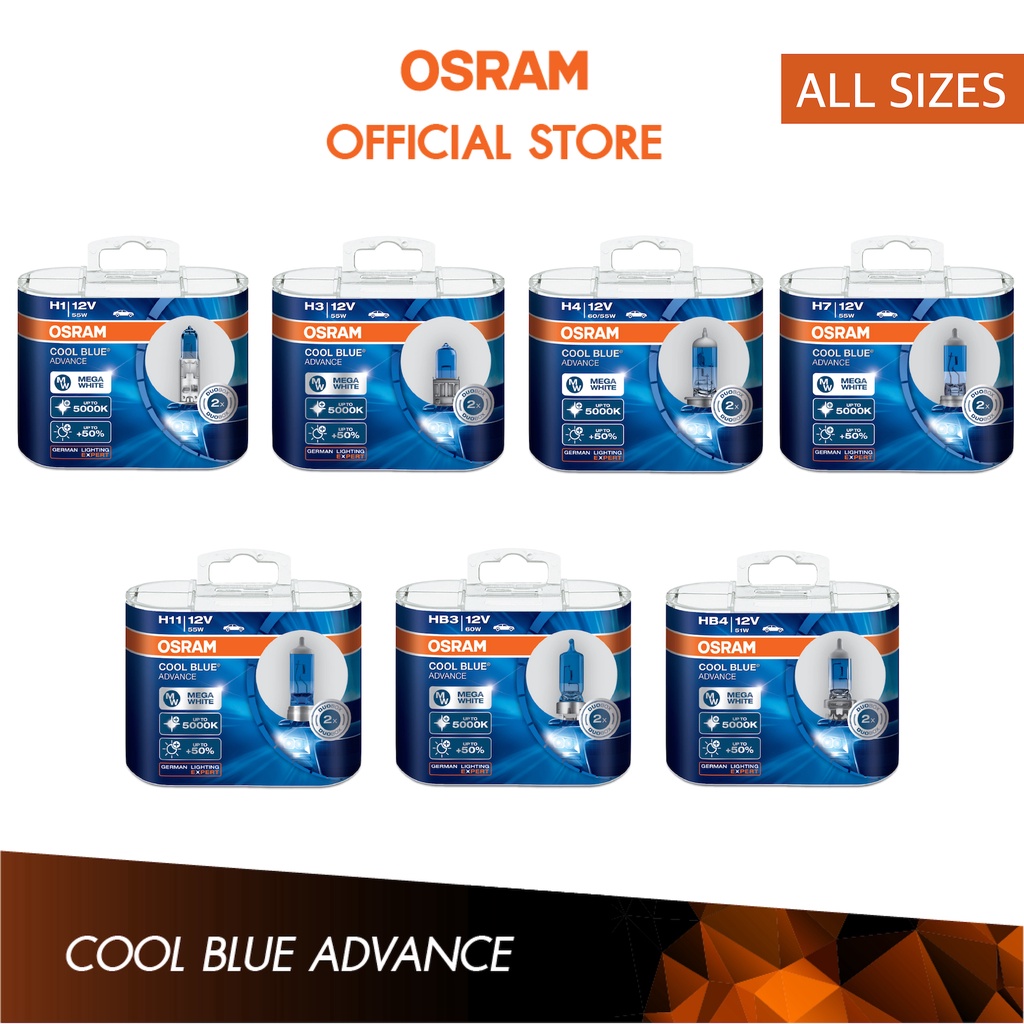 OSRAM Cool Blue Advance | Halogen Bulb | 1 SET (2 PCS) | All Sizes | H1 ...