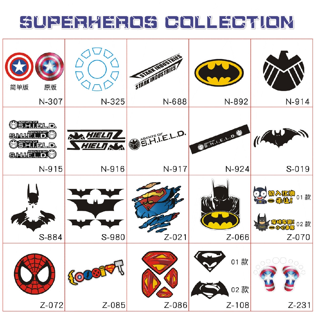 Reflective Superhero Shield Avengers Car Sticker Spiderman Iron Man ...