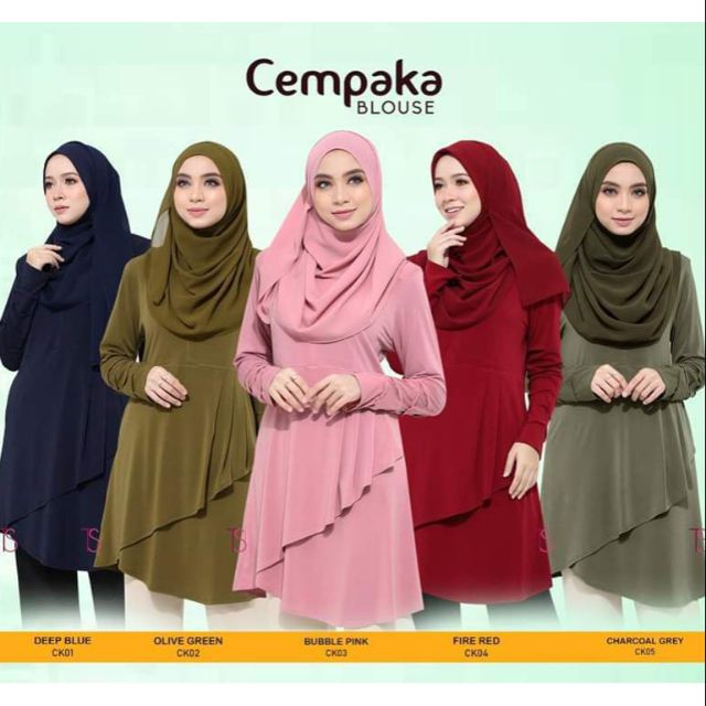BLOUSE CEMPAKA Moss Crepe Ropol Bertingkat Silang | Shopee Malaysia