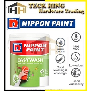 Nippon Paint EasyWash Interior Matt Finish Wall Paint (Easy Wash) Brillant White 1001 - 5L ...