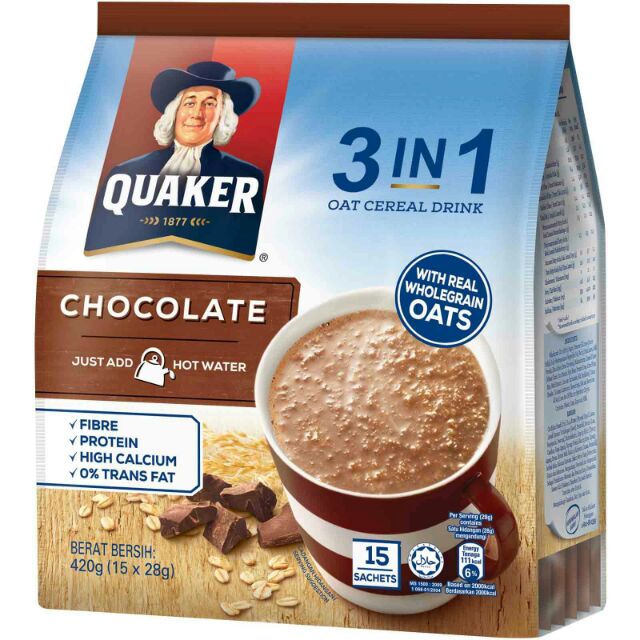 QUAKER CHOCOLATE 3 IN 1 (15x28g) | Shopee Malaysia
