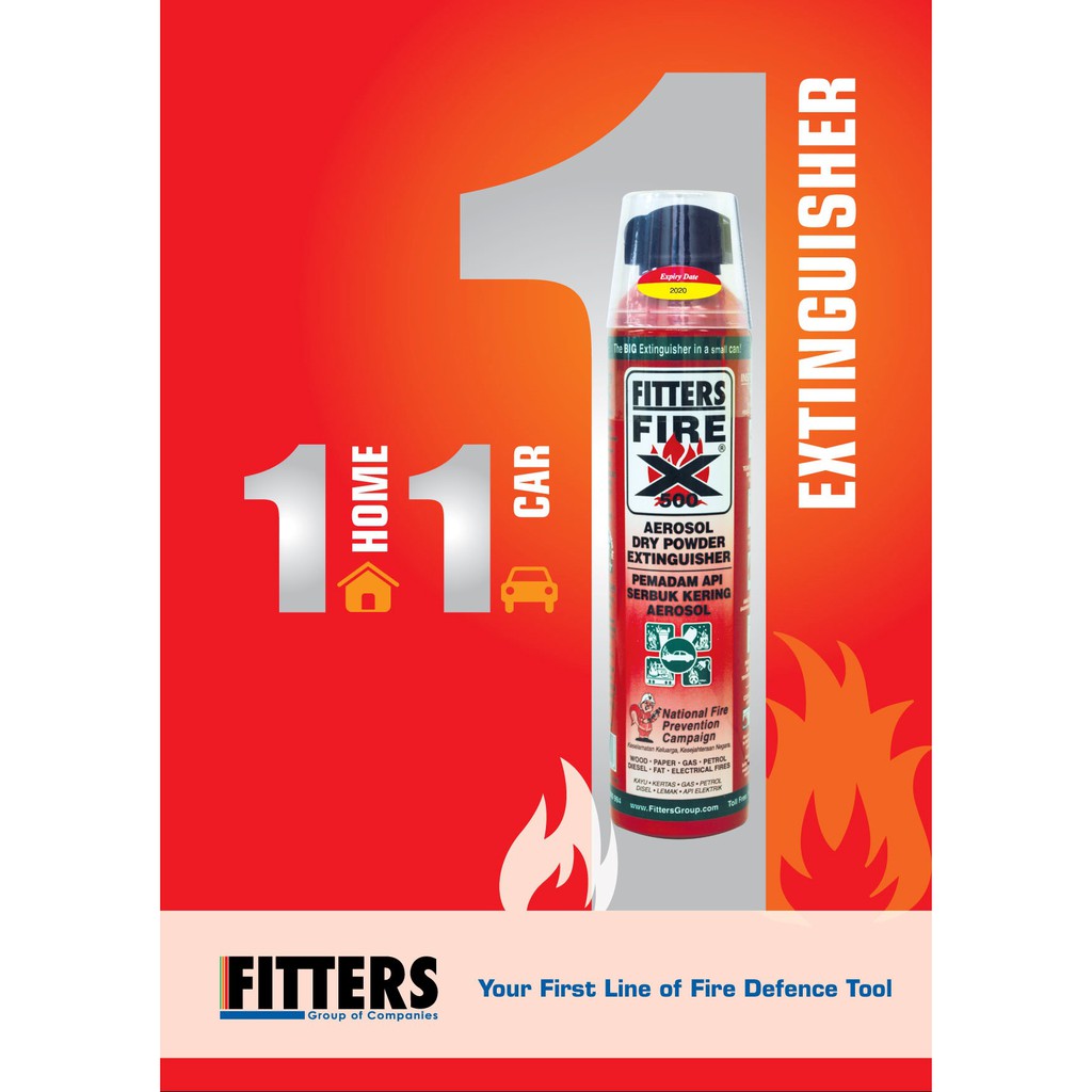 Fitters FIREX Portable Fire Extinguisher ABC Dry Powder [500G] | Shopee ...
