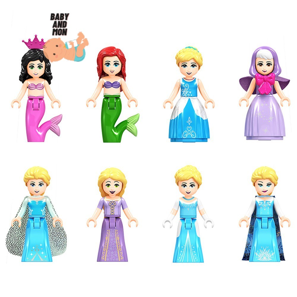 Lego Princess Minifigures Anna Elsa Cinderella Ariel Maleficent Disney ...
