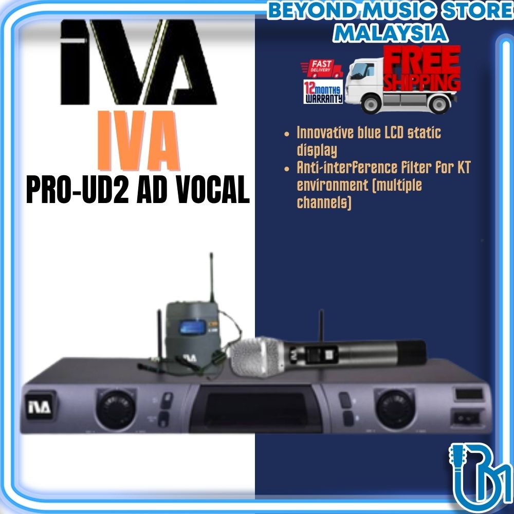IVA PRO-UD2 AD VOCAL Professional UHF Wireless Microphone System C/W 2 ...