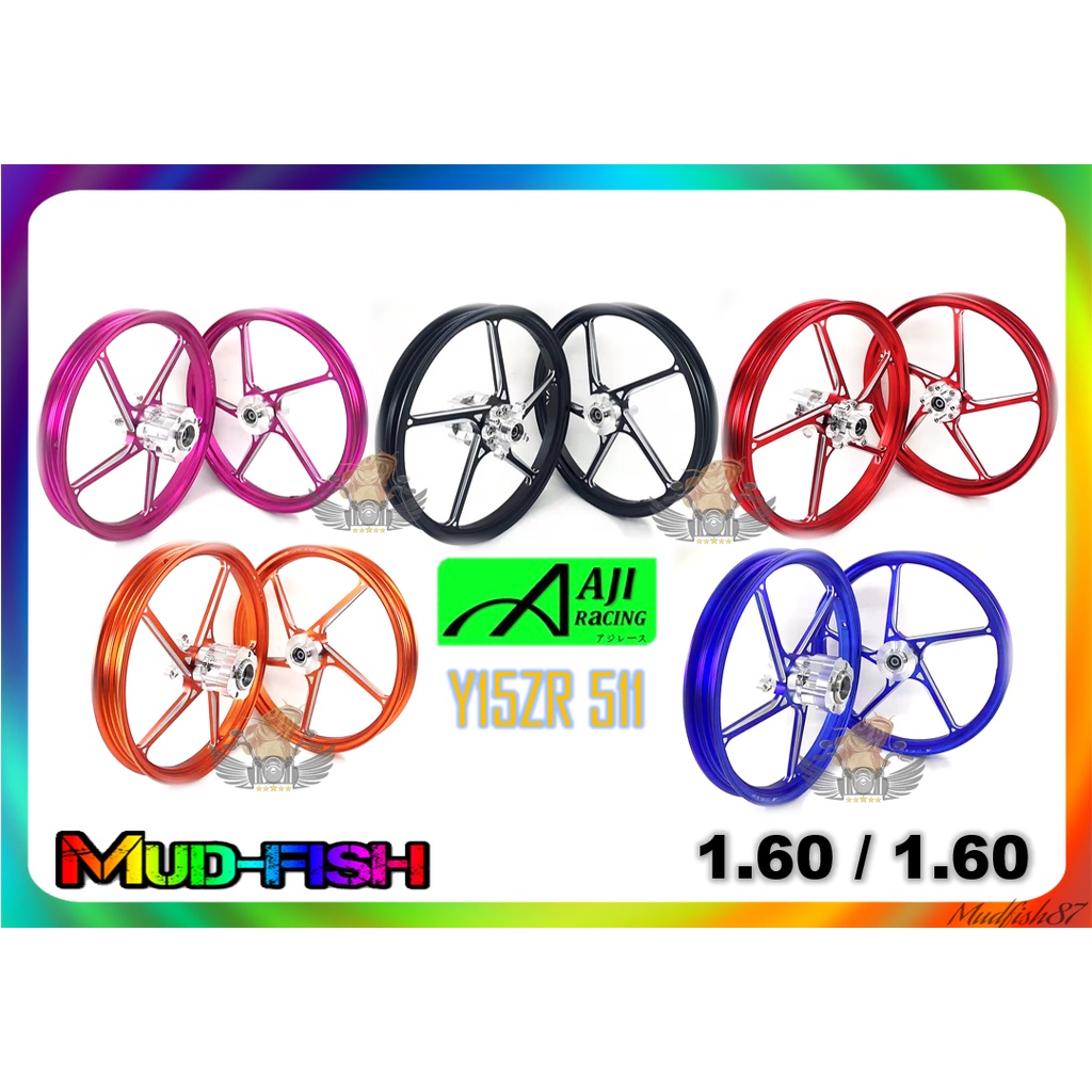 AJI RACING YAMAHA Y15ZR Y15 CNC 511 SPORT RIM + CUSTOM CHROME HUB 1.60 / 1.60 (NEW) | Shopee ...