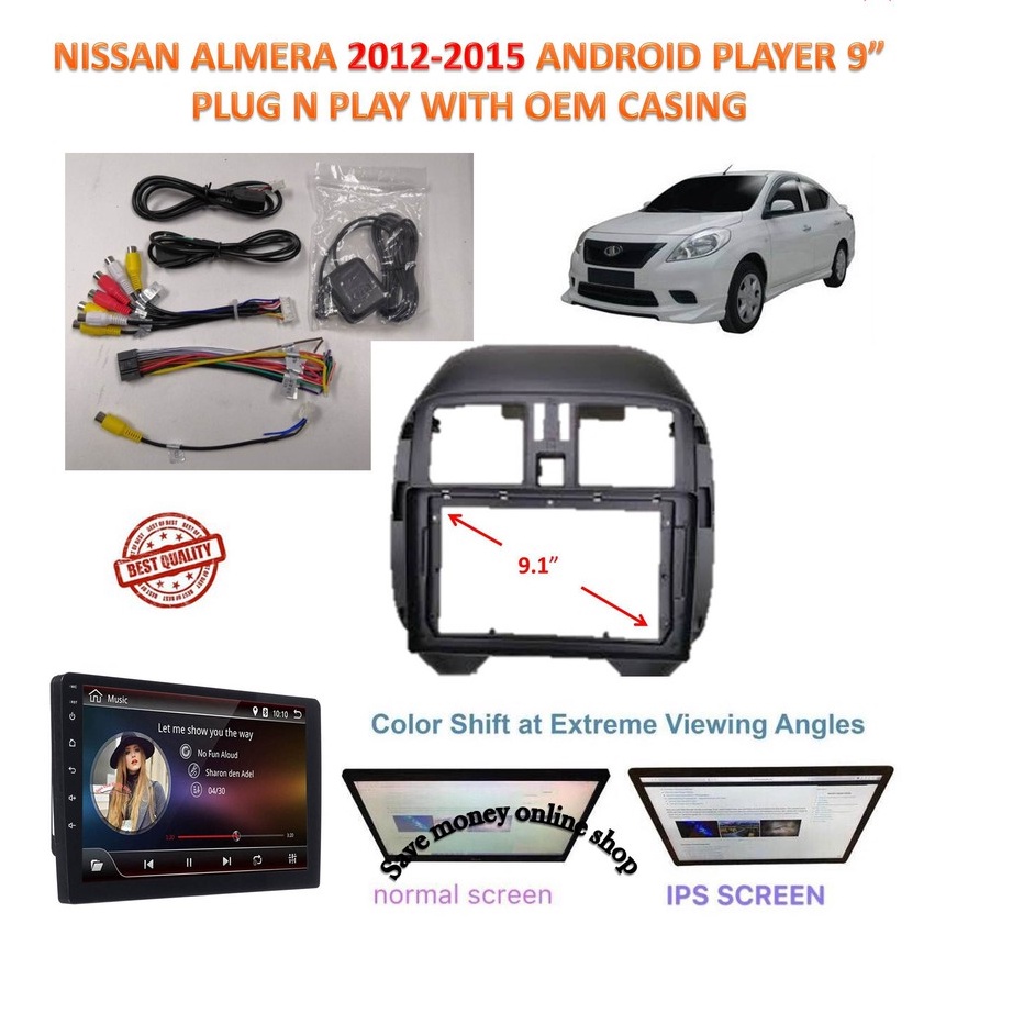 NISSAN ALMERA 2012-2015 ANDROID PLAYER 9” INCH PLUG N PLAY WITH OEM ...