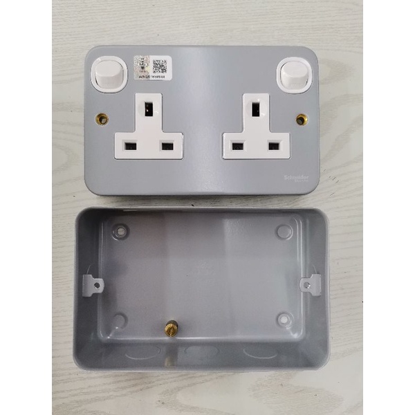 Schneider Electric ESM 13A Twin Gang Switched Socket | Shopee Malaysia