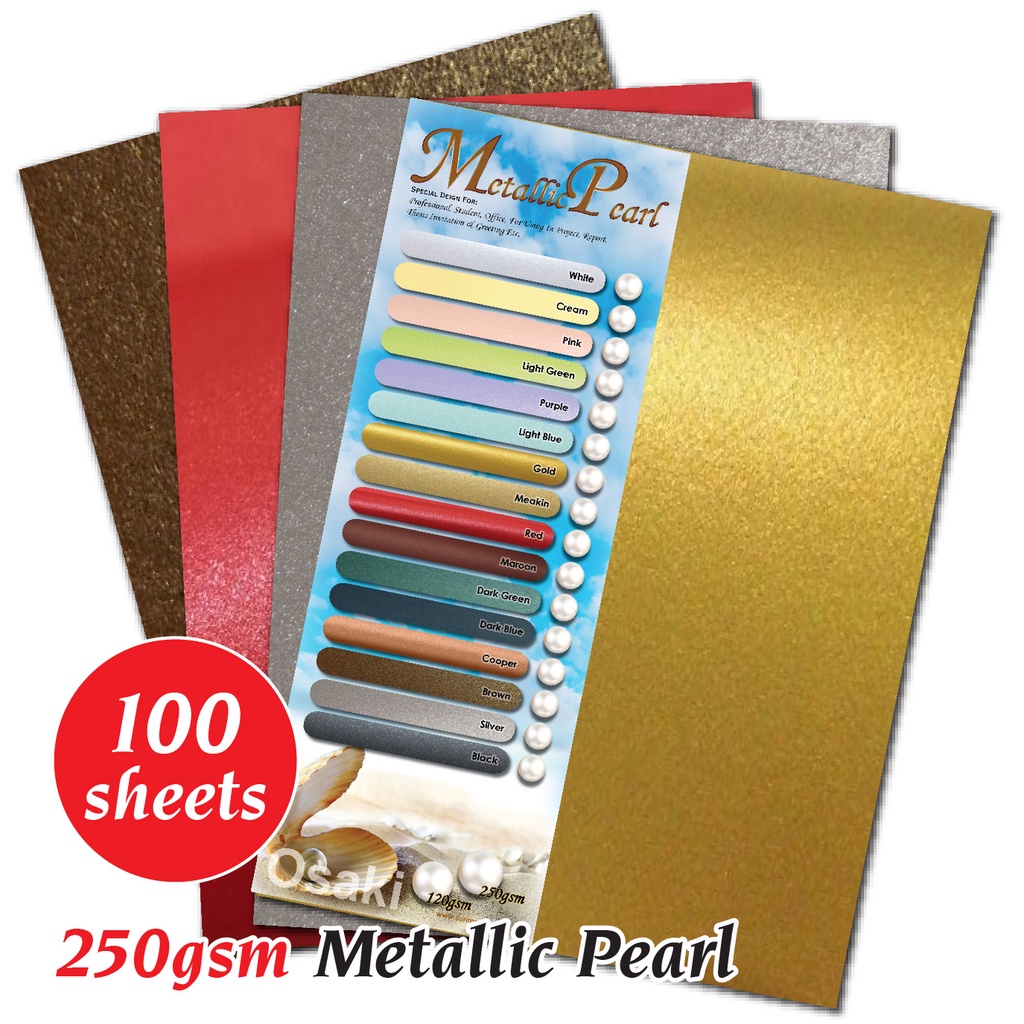 A4 250gsm Metallic Pearl Card | Metallic Paper / Metallic Card / Kertas ...