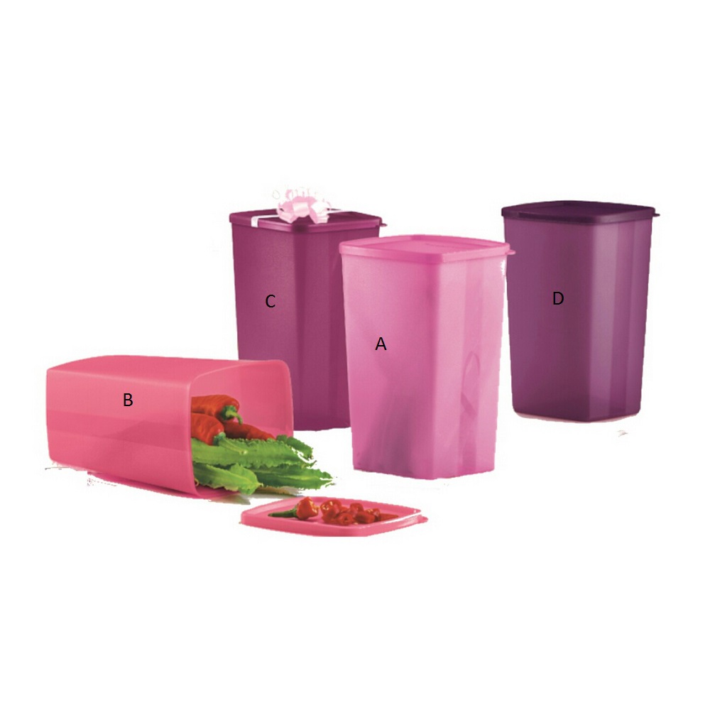 TUPPERWARE LARGE SQUARE ROUND / BEKAS TINGGI SEGI EMPAT SAMA | Shopee ...