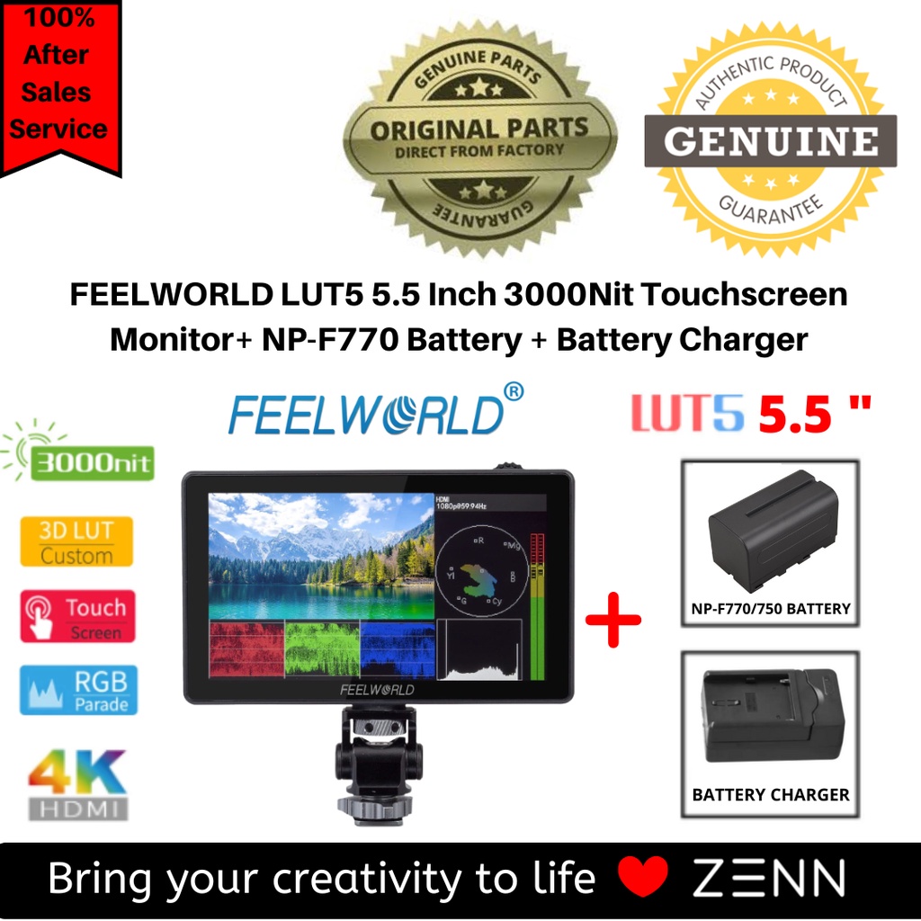 FEELWORLD LUT5 5.5 Inch 3000Nit Touchscreen DSLR Camera Fied Monitor ...