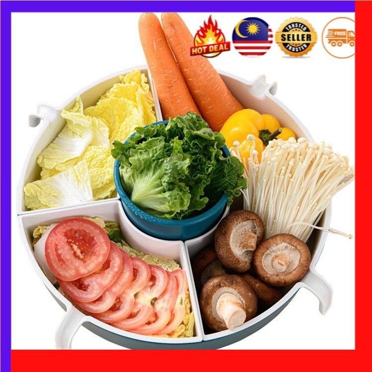 Rotatable Steamboat Bowl Vegetables Fruit Drainer Container Steamboat ...
