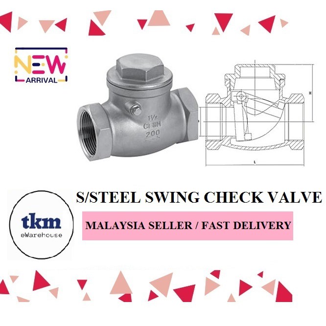 SUS304 Stainless Steel Swing Check Valve Non-Return Female Joiner Pipe ...