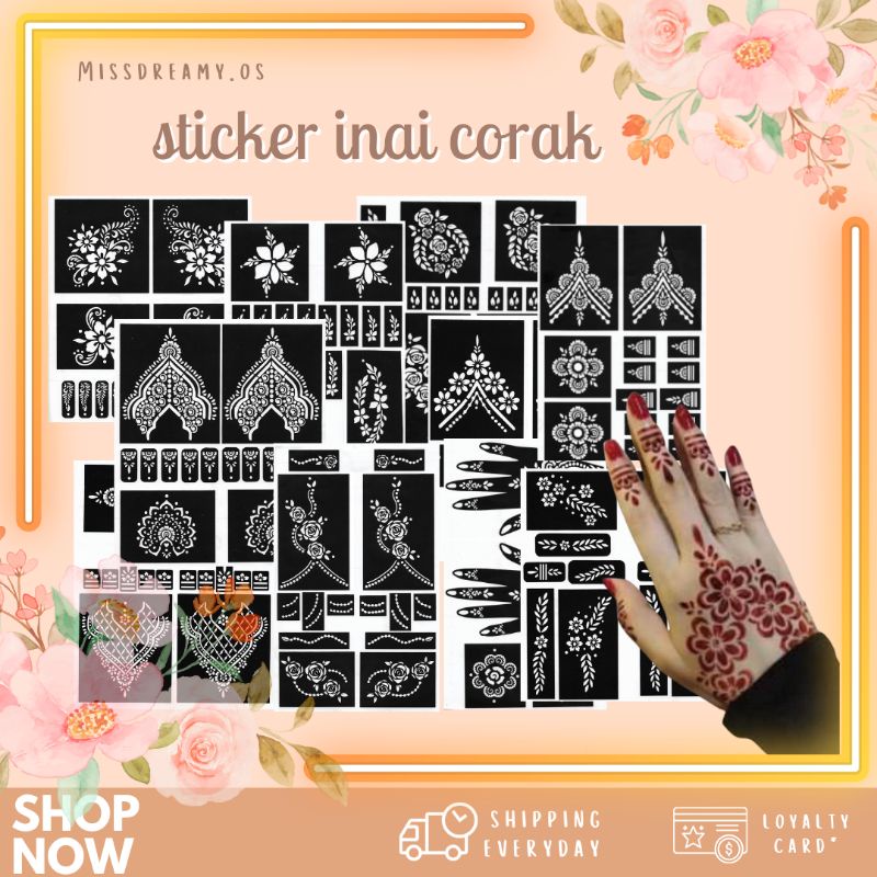 Sticker inai corak menarik pengantin stiker inai tangan sticker inai ...