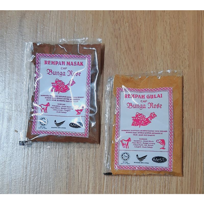 Rempah Gulai Cap Bunga Rose (15g)& Rempah Masak Cap Bunga Rose (12g ...