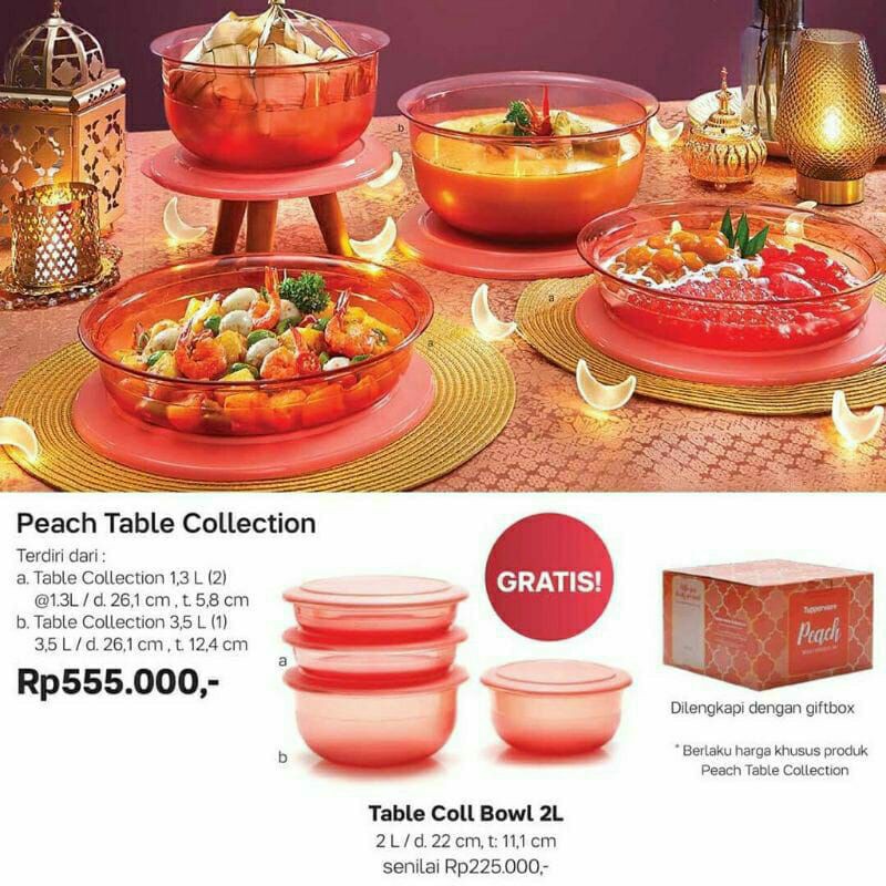 💜💜 Tupperware Table Collection Set of 4 in Peach Set Mangkuk Hidangan 💜 ...