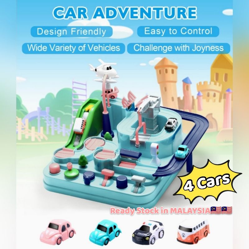 Adventure Car Race Track Toys Railway Car Educational Puzzle Montessori ...