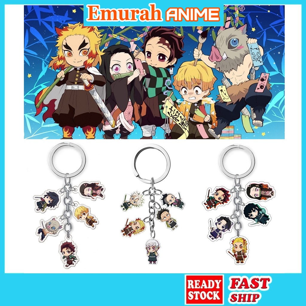 Demon Slayer 5pcs/set Acrylic Keychain Keyring Kimetsu Anime Manga ...