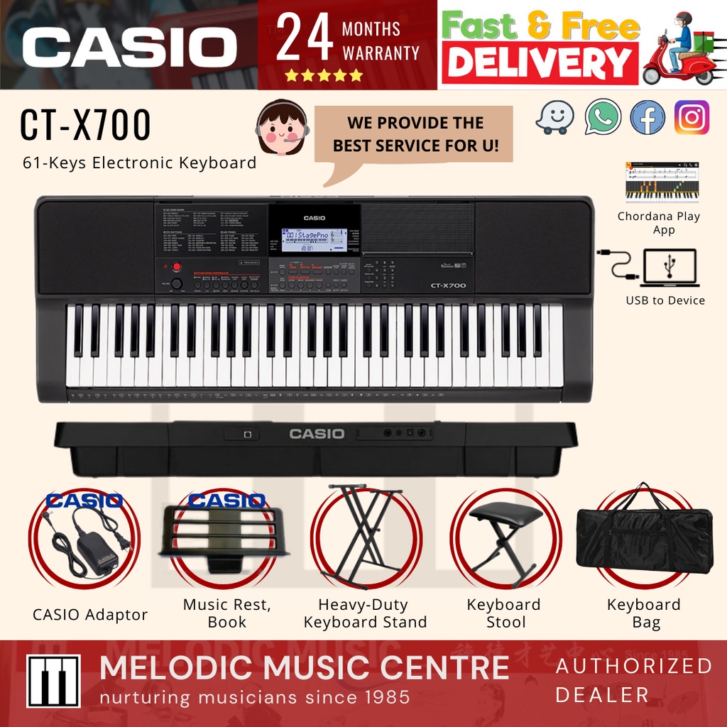 Casio CT-X700 61-Keys Electronic Keyboard PACKAGE 4 TYPES (CTX700 CTX ...