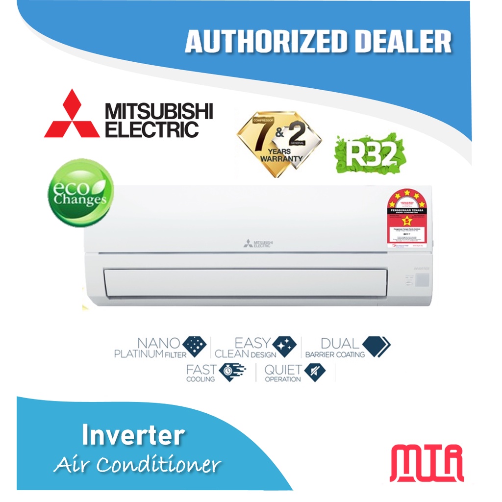MITSUBISHI 1HP / 1.0HP / 1.5HP INVERTER R32 Air Conditioner MSY-JS10VF ...