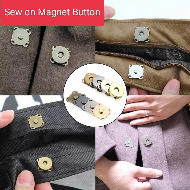 [READY STOCK] Sew on Magnet Button For Clothes, 5 set /pack ,DIY ...