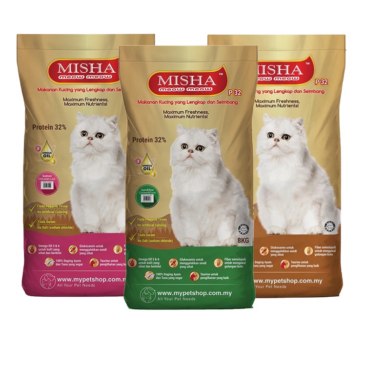 NEW ARRIVE !! MISHA Dry Cat Food Chicken & Tuna / Seafood / Ocean Fish ...