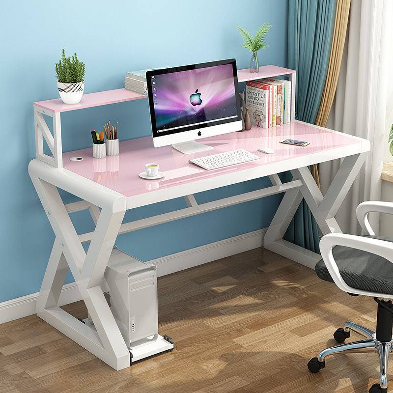 Computer Desktop Table Home Office Desk Desk Bookshelf Combination ...