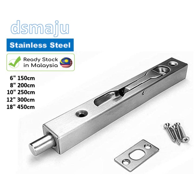 [FREE SCREW] Stainless Steel Flush Bolt Square Bolt Concealed Door ...