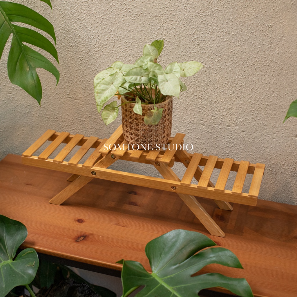 Mini Bamboo Flower Rack Indoor Outdoor Plant Rack Gardening Pot Stand ...