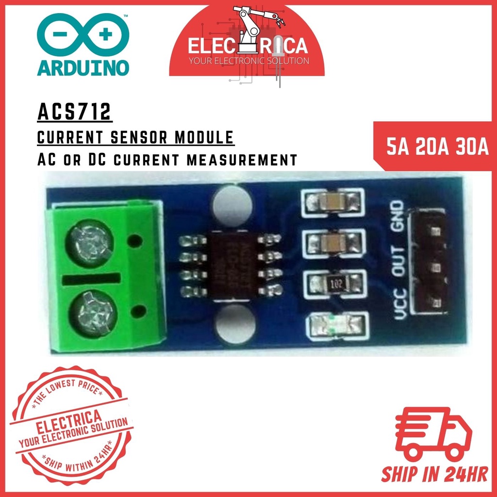 ACS712 Arduino Current Sensor Module 5A / 20A / 30A | Shopee Malaysia