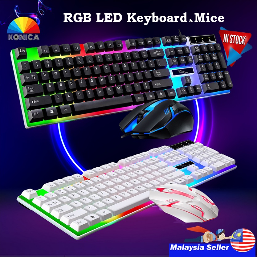 RGB Wired Keyboard and Mice set USB Luminous Mechanical Feeling Gaming ...