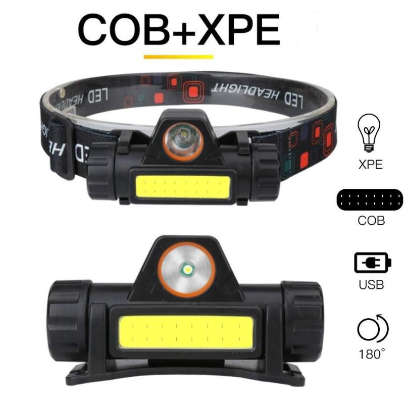 Multi function Waterproof High Strong Headlamp XPE + COB USB ...