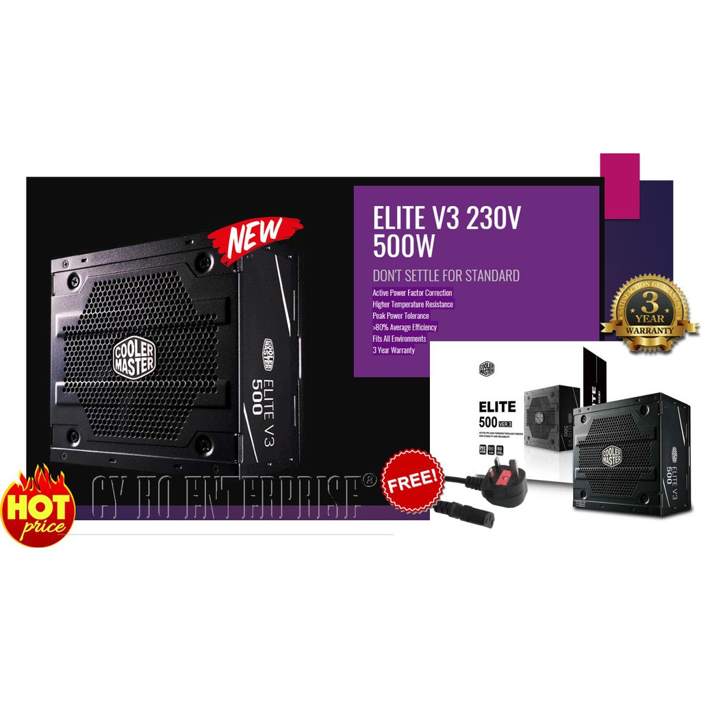 Cooler master new elite v4 230v 500w elite ver.4 500w power supply ...