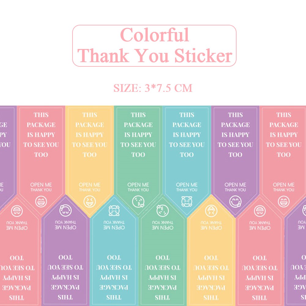Thank You For Your Order Stickers Colorful Smiley Open Me Gift Package ...